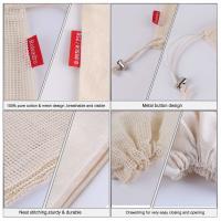 China BSCI GOTS Organic Cotton Drawstring Bags Mesh SMETA For Fruit Vegetable for sale