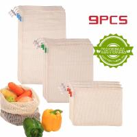 China ISO9005 Reusable Cotton Grocery Bags Mesh Produce Bags With OEM Logo for sale