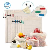 China ISO9006 Biodegradable Organic Cotton Drawstring Bags Reusable Mesh Produce Bags BRC for sale
