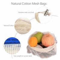 China ISO9006 Biodegradable Organic Cotton Drawstring Bags Reusable Mesh Produce Bags BRC for sale