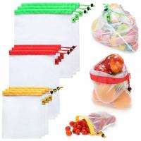 China GOTS Compostable Nylon Mesh Drawstring Bags , SGS Reusable Vegetable Storage Bags for sale