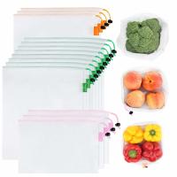 China TUV Recycled Reusable Mesh Produce Bags , GOTS Drawstring Net Bag Foldable for sale