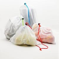 China PET RPET BSCI Nylon Mesh Drawstring Bags SMETA For Fruits And Vegetables for sale