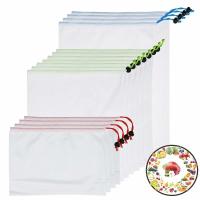 China SMETA RPET Drawstring Produce Bag Organic Fabric Reusable GOTS For Grocery for sale