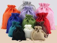 China Pantone 50cm Jewelry Drawstring Pouch Linen Jute Burlap Bags Heat Transfer TUV for sale