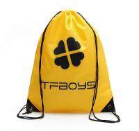 China RPET Polyester Drawstring Backpack , Silkscreen Rotogravure Drawstring Polyester Bag for sale