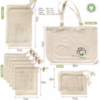 China ISO9000 SGS Organic Cotton Drawstring Bags Reusable Mesh Produce Bags 40cm for sale