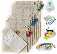 China RPET Organic Cotton Reusable Produce Mesh Bag GOTS Eco Friendly Net Shopping Produce Bags for sale