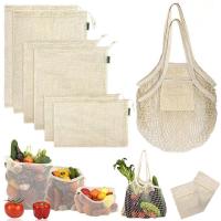 China Organic Drawstring Cotton Mesh Produce Bags Washable Eco Friendly for sale