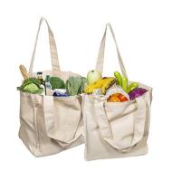 China Folding Reusable Grocery Shopping Bags Cotton Canvas Drawstring Pouch for sale