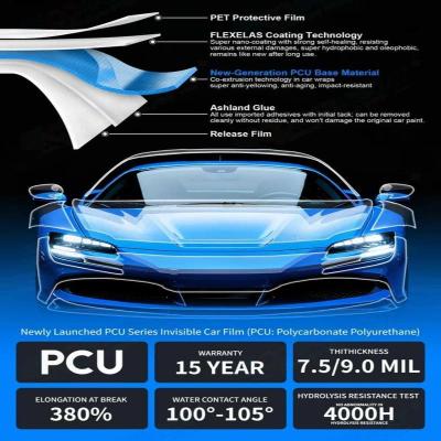 China Ultra Clear PCU Paint Protection Film Self Healing 15 Year Warranty UV Resistant PPF for sale