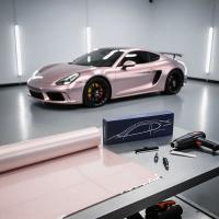 China UV Protection Metallic Car Vinyl Wrap Self Healing Liquid Vinyl Car Wrap Shell Pink for sale