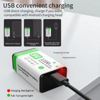 China 1100mAh 9v Rechargeable Battery Pack With USB-C Charging And 800 Cycles Life For Electronics for sale