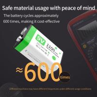 China 1100mAh 9v Rechargeable Battery Pack With USB-C Charging And 800 Cycles Life For Electronics for sale