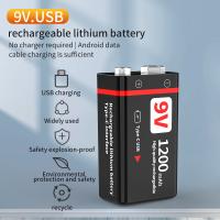 China Type C 9V Rechargeable Batteries 1200mAh Rechargeable Lithium Battery Fast Charging 800 Cycles Life for sale
