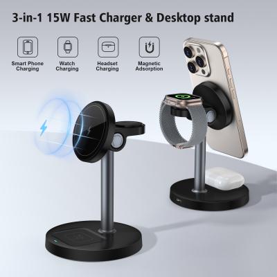 China Portable Charging Station with 15W Wireless Charging 360° Adjustable Magnetic Hub and Intelligent Protection for Apple Devices for sale