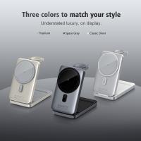 China Ultra Slim 3-in-1 Magnetic Wireless Charger with 360° Adjustable Stand for iPhone, Apple Watch, and AirPods for sale