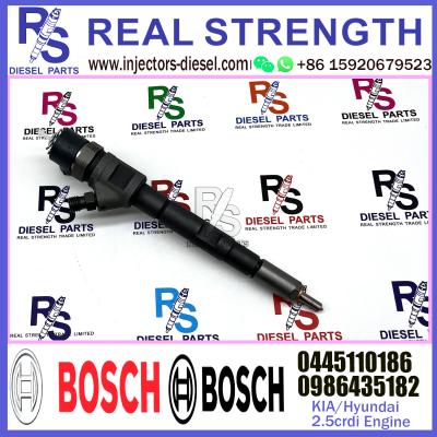 China Diesel Fuel Common Rail Injector 0445110186 0986435182 33800-4A160 33800-4A170 For KIA/HYUNDAI 2.5CRDi Engine for sale