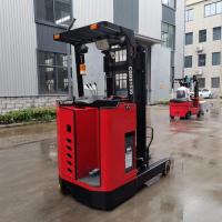 China 1500kg Electric Reach Trucks 24V Stand On Electric Reach Stacker Forklift for sale