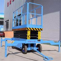 China 6m 8m 12m 230kg Elevated Work Platform Self Propelled  Scissor Lift Table Inter-lock Door On Platform for sale