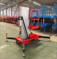 China 26ft 32ft 39ft 286 Lb Aluminum Alloy Single Mast Work Lifting Platform Electric Lift Platform for sale
