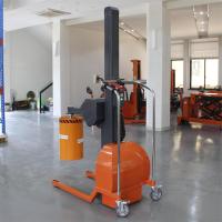 China Rated Load 500kg Nylon Wheel Semi Electric Pneumatic Roll Turner Stacker With Electric Lifting And Rotation for sale