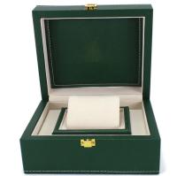 China Custom Leather Watch Case 300x300x150mm with Velvet Lining - Green PU Leather Box with Metal Lock for Luxury Timepieces for sale
