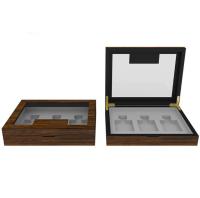 China Custom Luxury Wooden Perfume Box for 3 Bottles with Velvet Lining and Glossy Finish for sale