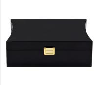China Luxury Black Wooden Perfume Box with 2-Bottle Capacity - High-Gloss Lacquer Finish & Velvet Interior for Premium Fragrance Storage for sale