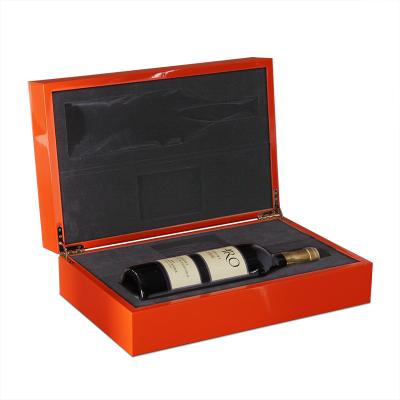 China Custom Orange Wooden Champagne Box with MDF Construction - Eco-Friendly Wine Bottle Packaging 300x200mm for sale
