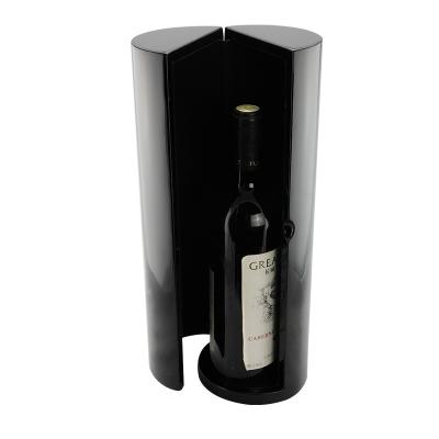 China Custom Black Cylindrical Wooden Wine Gift Box with High-Gloss Finish | Sustainable Materials & Custom Dimensions for sale