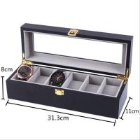 China 6 Slot Wooden Watch Storage Case with Lockable Glass Top and Custom Logo - High Gloss Black Lacquer for sale