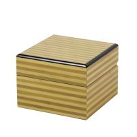 China Sustainable Luxury Solid Wood Watch Case Storage Box with Golden Exterior and Black Velvet Interior for High-End Timepieces for sale
