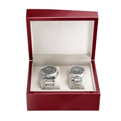 China 2 Slot Wooden Watch Box with Lacquer Finish - FSC Certified Wood Case with 0.1mm Precision for sale