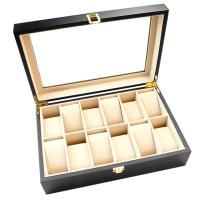 China FSC Certified Black Wood Watch Box with Acrylic Window - Multi Compartment Display Case for Watch Storage for sale