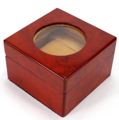 China Single Slot High Gloss Wooden Watch Organizer with Round Velvet Pillow - Custom Logo Options & Adjustable Fit for sale