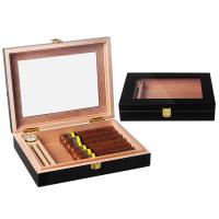 China Wooden Luxury Cigar Box with Piano Lacquer Finish, 80-120μm Coating, 80℃ Baking Process for sale