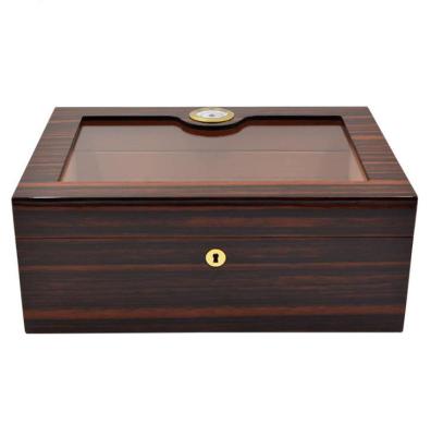 China Custom Luxury Cigar Humidor Box 10-20 Capacity High Gloss Piano Finish Digital Hygrometer for sale