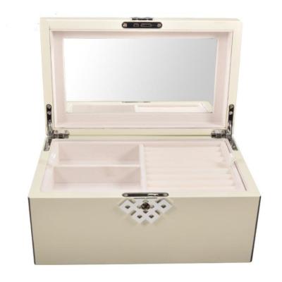 China FSC Certified Wood Jewelry Box with LED Light, Velvet Interior, Multi-Compartment Storage for Rings, Necklaces & Watches for sale