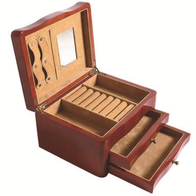 China Custom Multi Layer Wooden Jewelry Box with 2-4 Drawers, High-Density Fiberboard and Baking Varnish Coating for sale