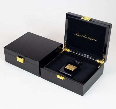 China Luxury Square Wooden Gift Box for Cosmetics Perfume with Matt Lamination Custom Logo for sale