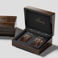China Luxury 2 Slot Wooden Perfume Box Custom Logo High Glossy Lacquer Decorative Box 200x100x50mm for sale