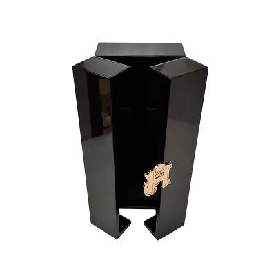 China Custom High Gloss Piano Lacquer 2 Door Wooden Whiskey Wine Box 750ml for sale