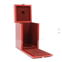 China Custom Red Wooden Gift Box Piano Lacquer Design for Wine Bottle Liquor Collection 750ml for sale