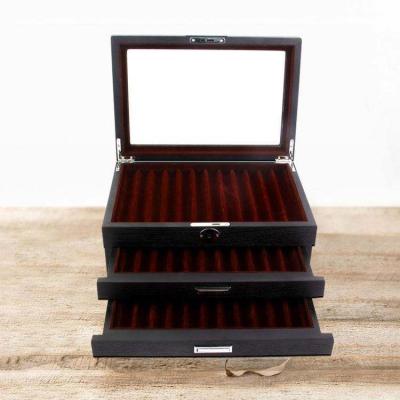 China Premium Walnut Wood Pen Gift Box with High Capacity Display Case - Custom Laser Engraving Available for sale