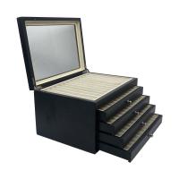 China Custom 4-Layer Drawer Pen Storage Case with Velvet Lined Interior and 0.5mm Precision Wooden Box for sale