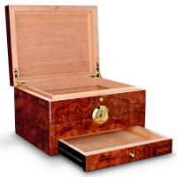 China Handmade Premium Wooden Humidor Cigar Box with Built-in Hygrometer - 50-300 Cigar Capacity & High-Gloss Finish for sale