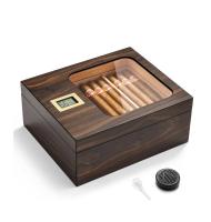 China Custom Cedar Solid Wood Cigar Box with Humidifier Compartment - 8-12% Moisture Control & 0.1mm Precision Cutting for sale