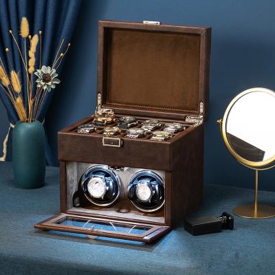 China Large Watch Winder Case with 5-12 Slot Capacity, Automatic Quiet Motor and Drawer Storage for Luxury Timepieces for sale