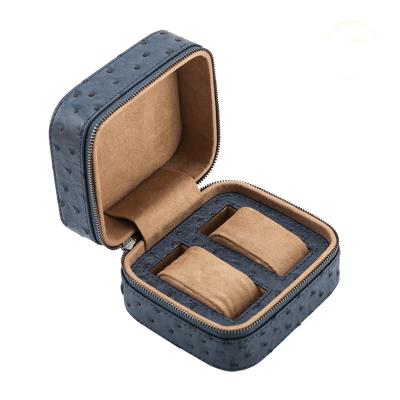 China 2-Slot Luxury PU Leather Watch Display Box with Zipper - Dual Watch Storage Case for Collectors and Travel for sale